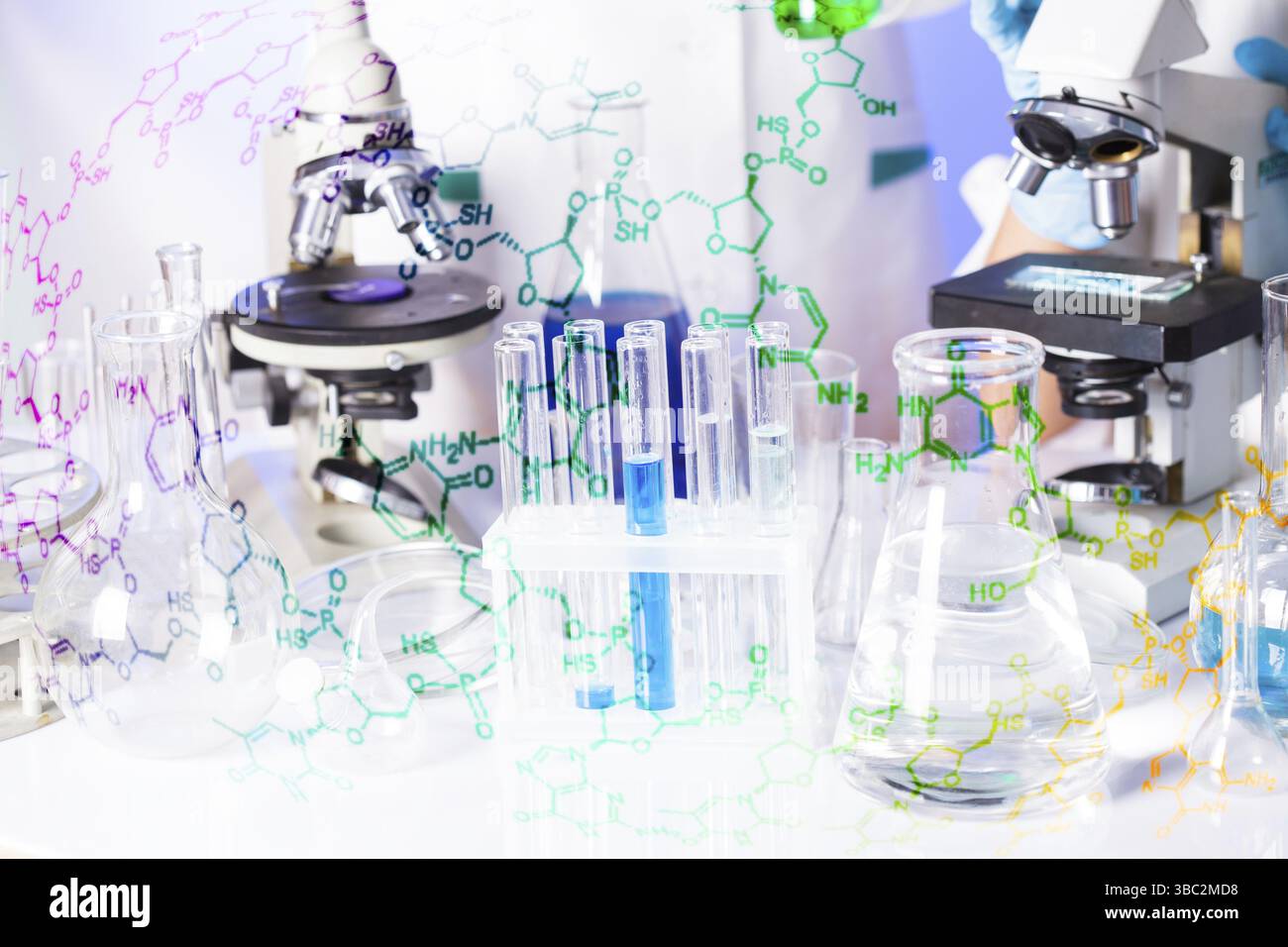 The reseach DNA in laboratory, collage for background in design medical ...