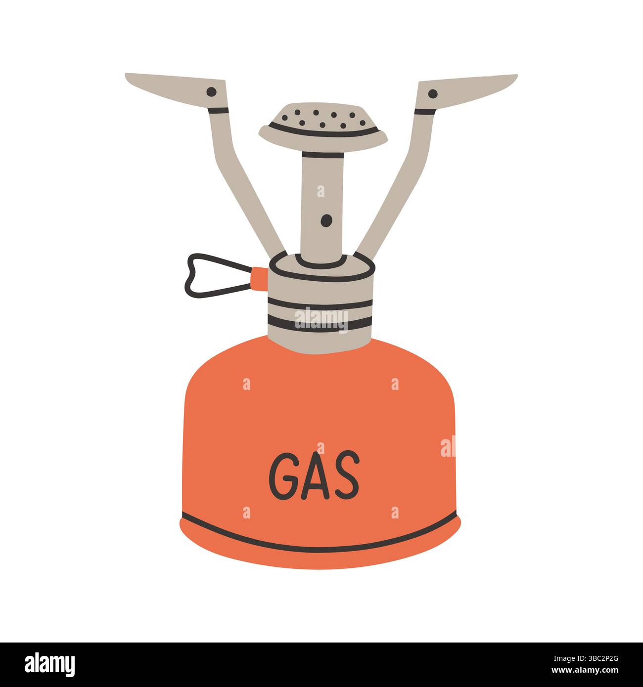 Camping gas burner. Simple flat style red camp burner. Portable camping ...