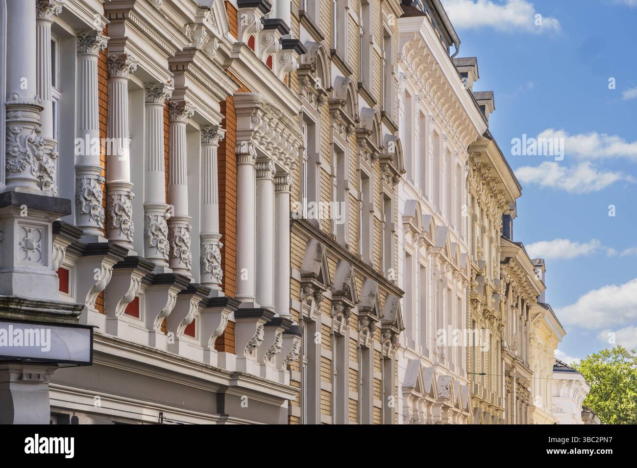 Street with old buildings from the Wilhelminian era in Wuppertal ...