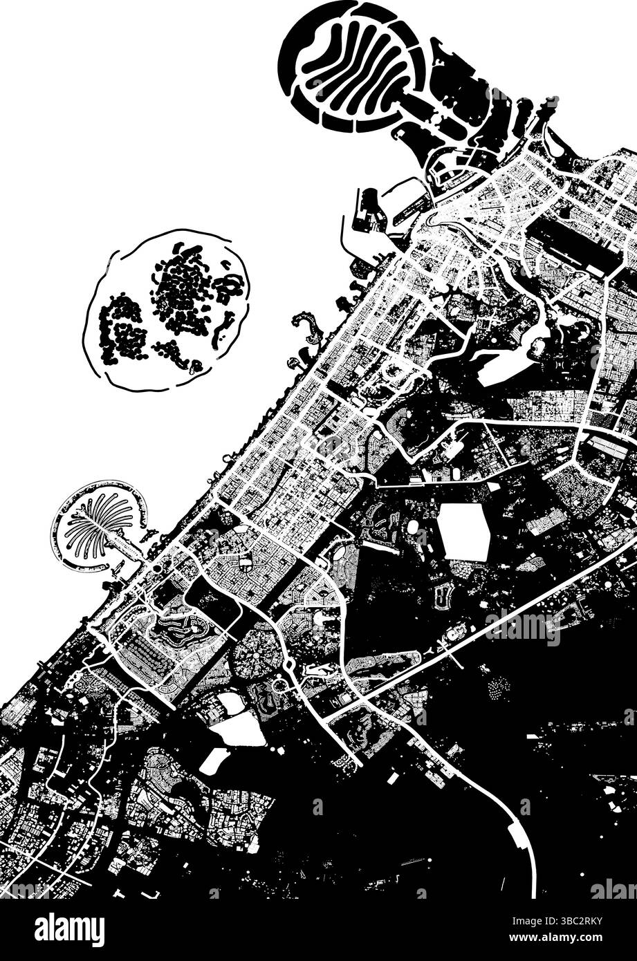 Vector city map of Dubai, United Arab Emirates – black and white 2 ...