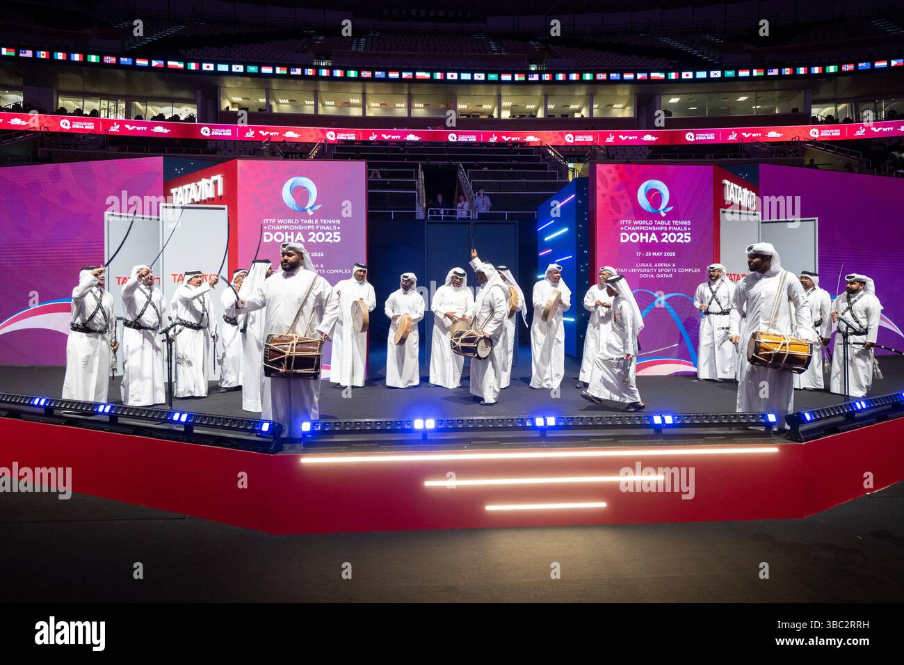 Doha, Qatar. 17th May, 2025. Artists perform during the opening ...