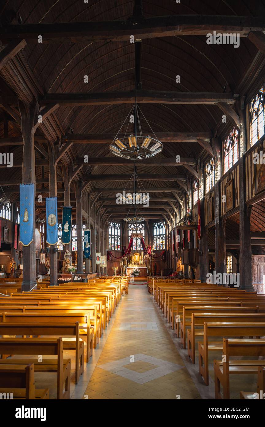 Interior of Sainte-Catherine Church in Honfleur, Normandy Stock Photo ...
