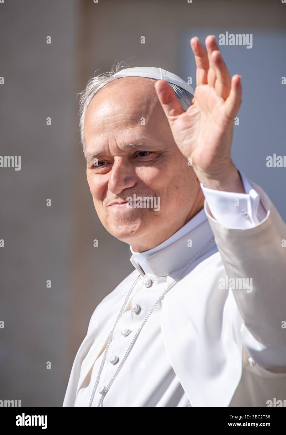 Vatican City, Vatican. 18th May, 2025. The new Pope Leo XIV arrives in ...