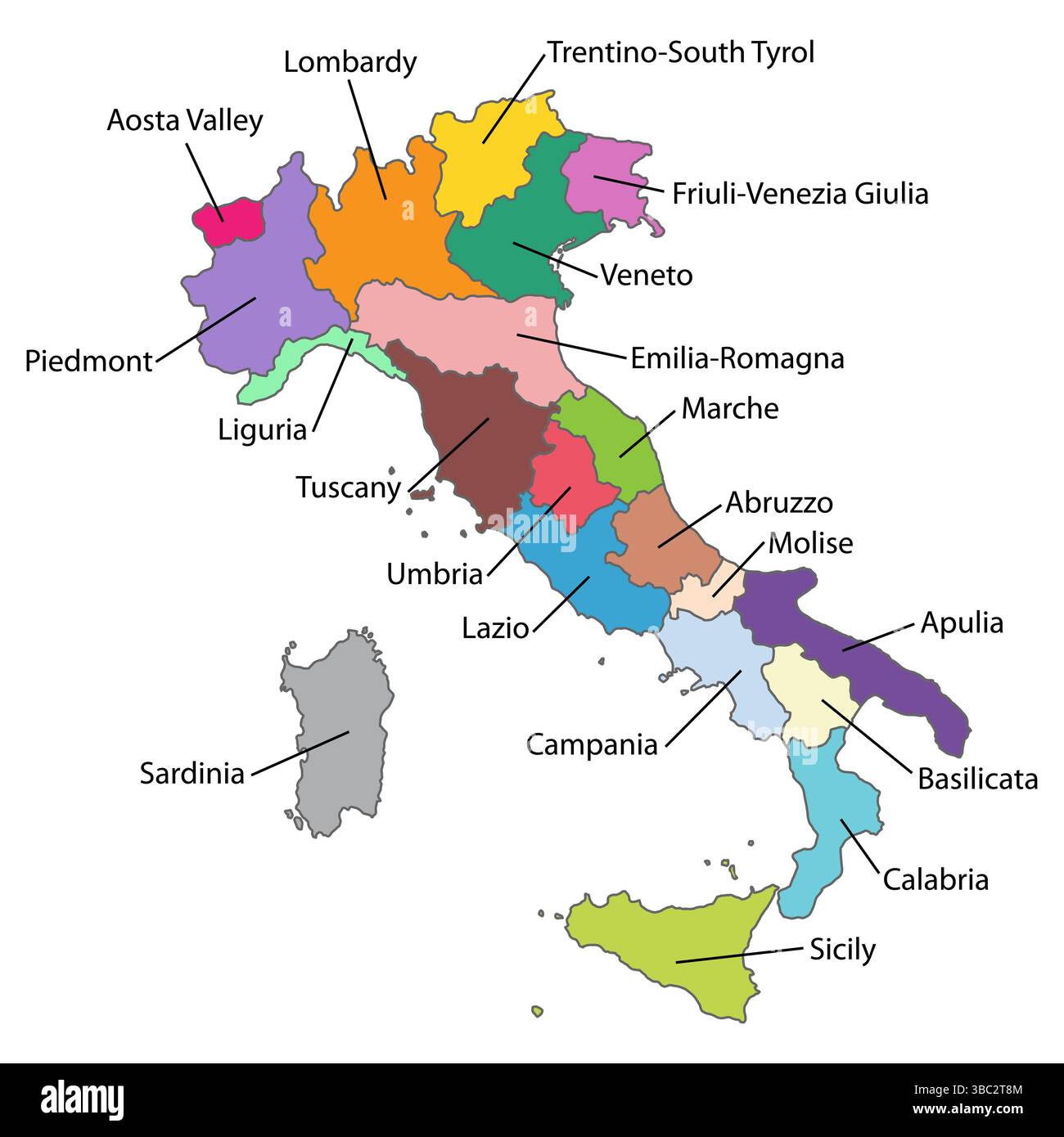 Italy map region symbol shape, travel web flat concept icon web vector ...