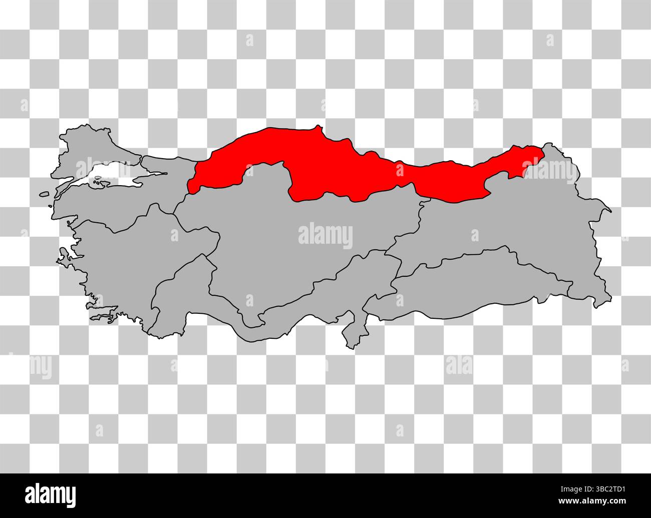 Black Sea Region of Turkey map symbol shape, travel web concept icon ...