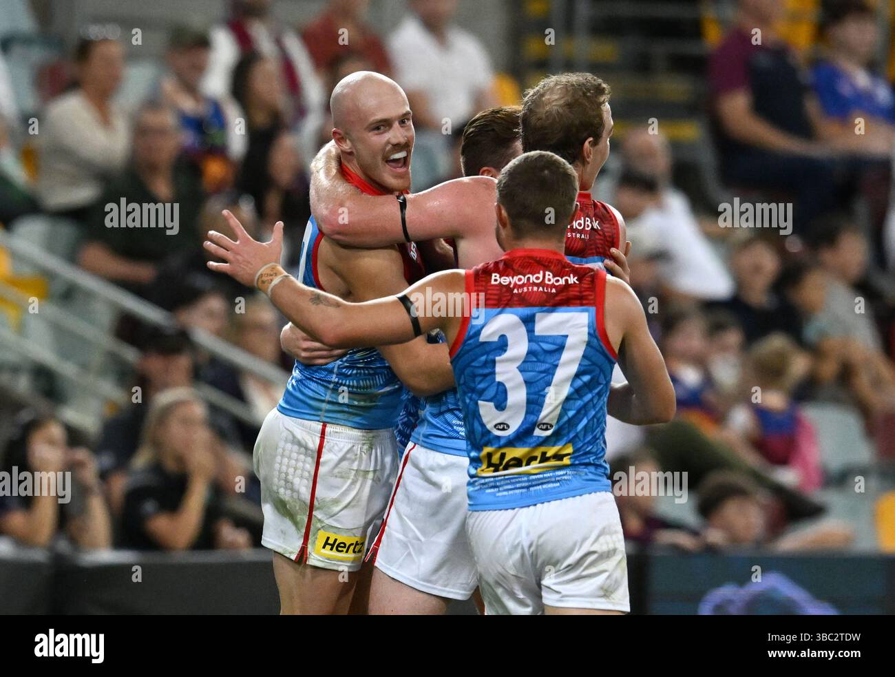 Brisbane, Australia. 18th May, 2025. Aidan Johnson (left) of the ...