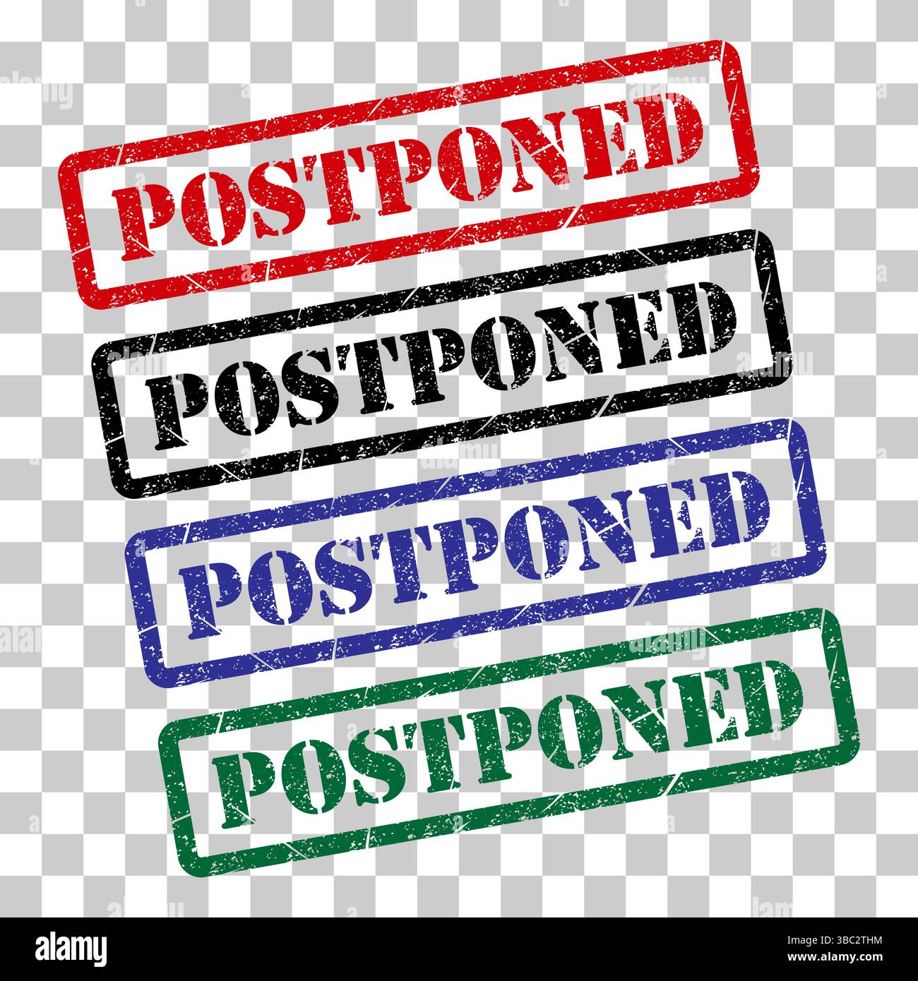 Set of Postponed stamp symbol, label sticker sign button, text banner ...