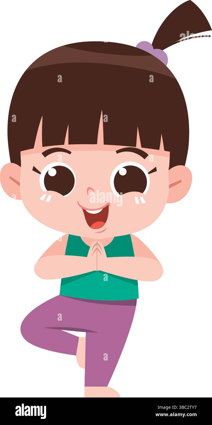 Yoga tree pose cartoon hi-res stock photography and images - Alamy
