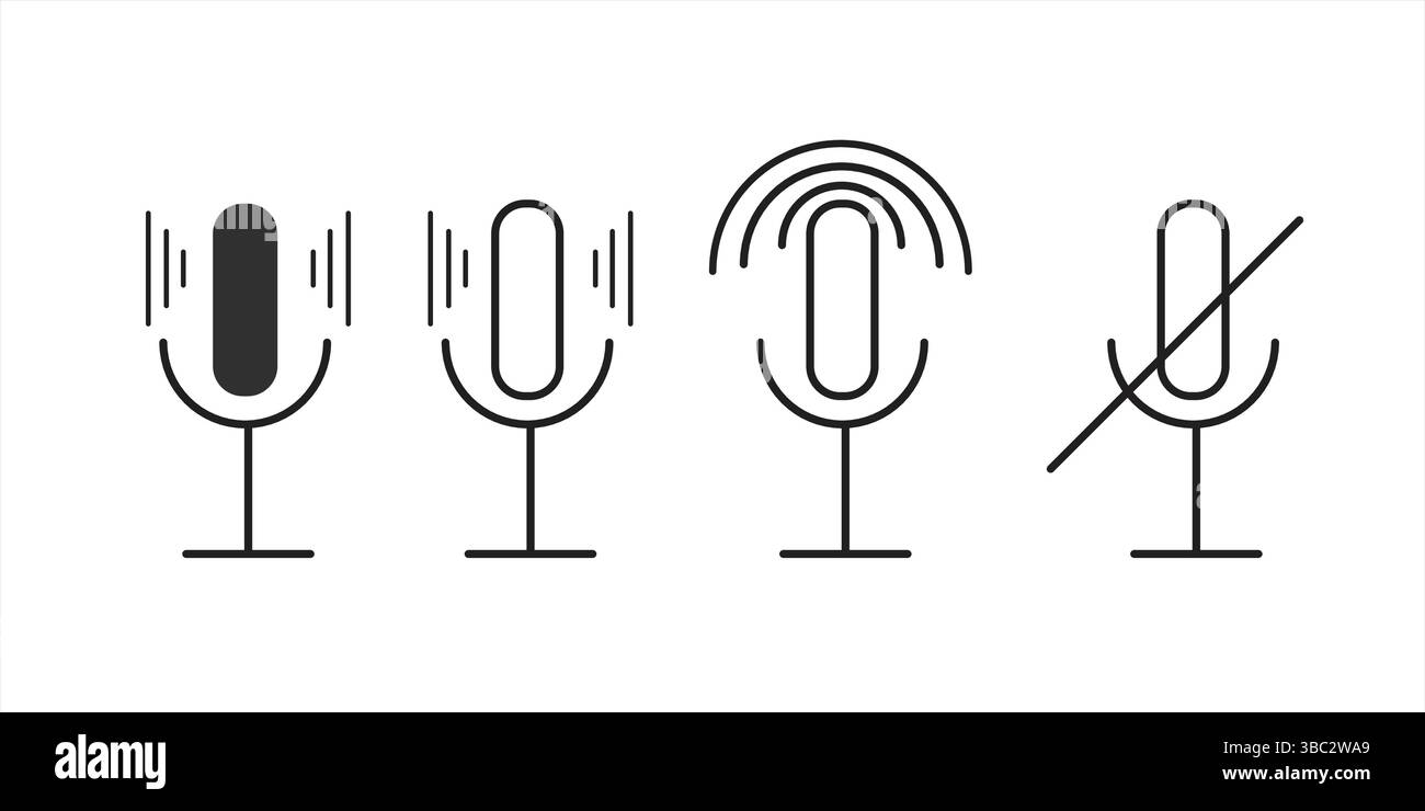Vector Set of Podcast and Audio Recording Icons with Editable Stroke ...