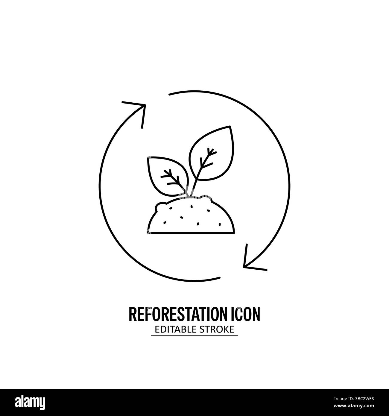 reforestation icon with white background. Editable Stroke Style for Web ...