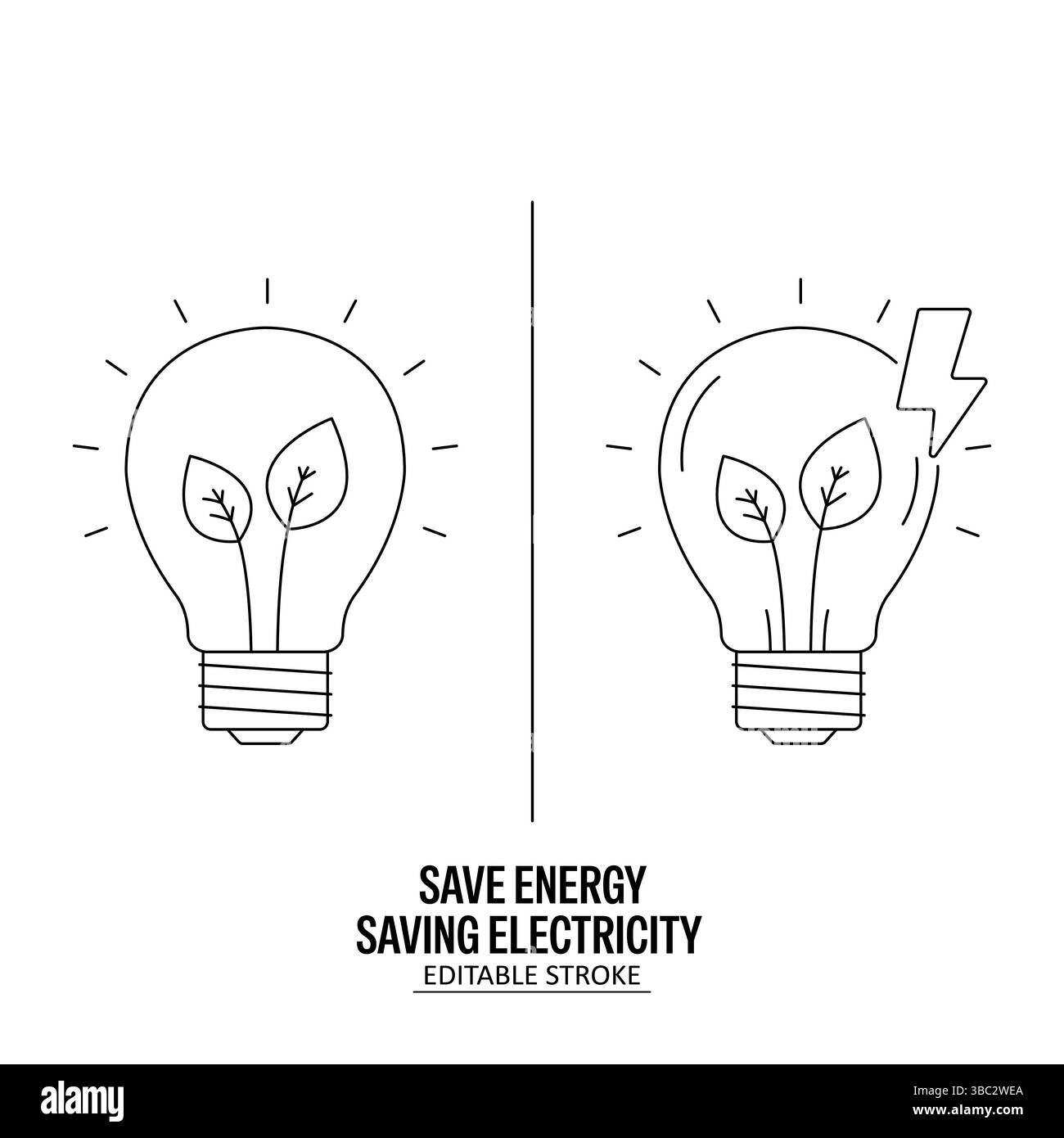 save energy, saving electricity icon with white background. Editable ...