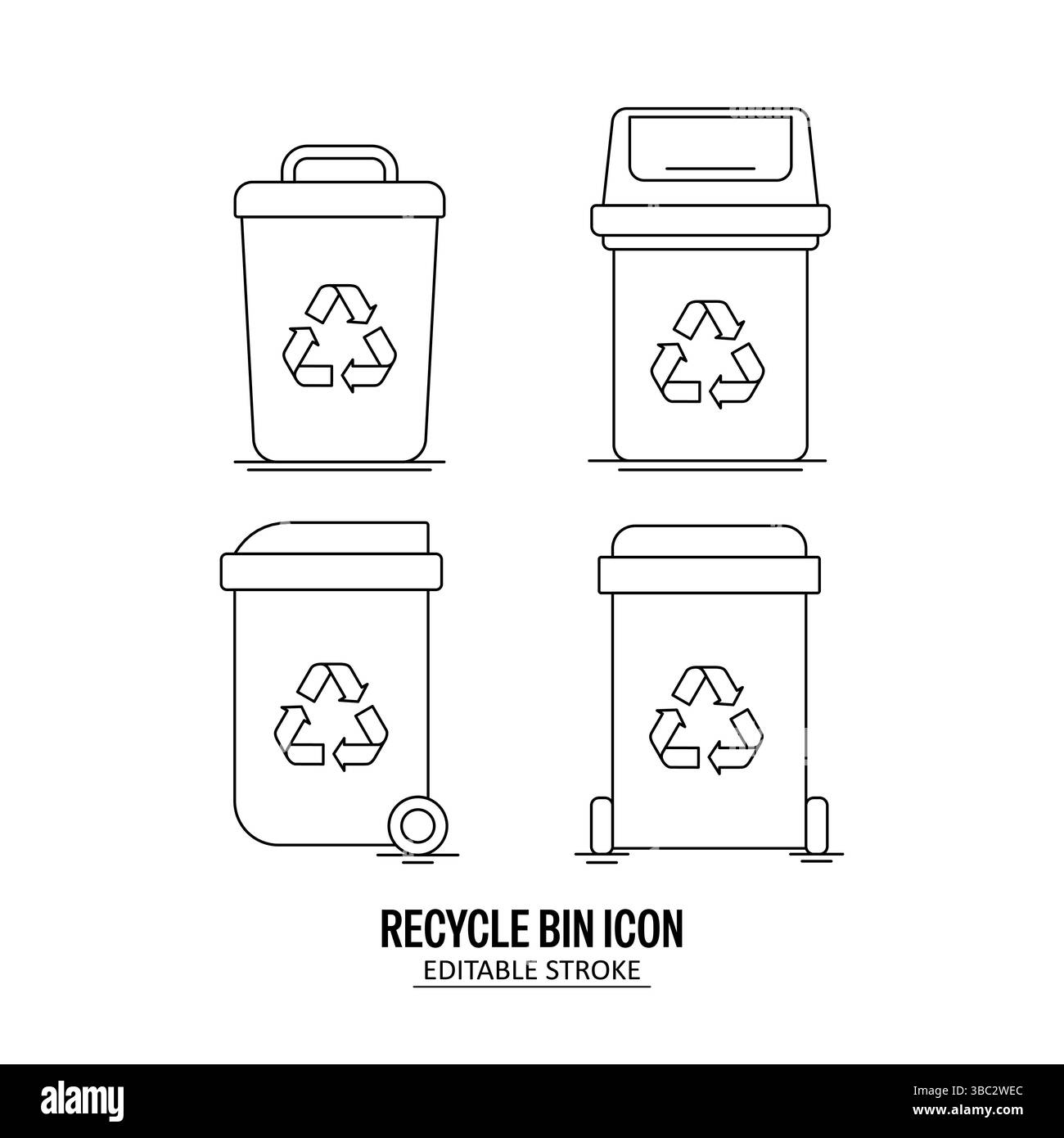 recycle bin icon with white background. Editable Stroke Style for Web ...