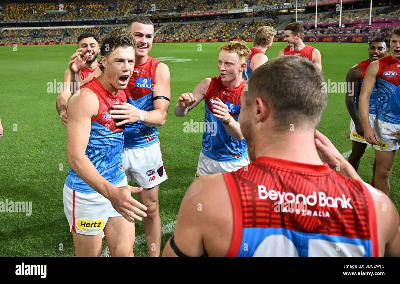 Brisbane, Australia. 18th May, 2025. Jake Melksham (centre) of the ...