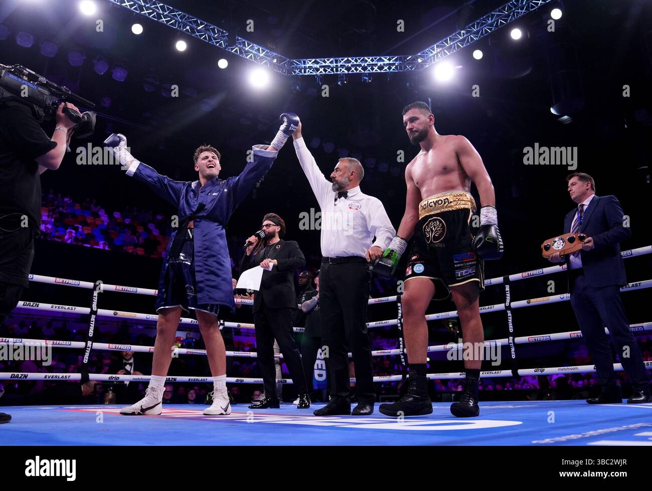 John Hedges celebrates victory over Nathan Quarless during their BBCofC ...