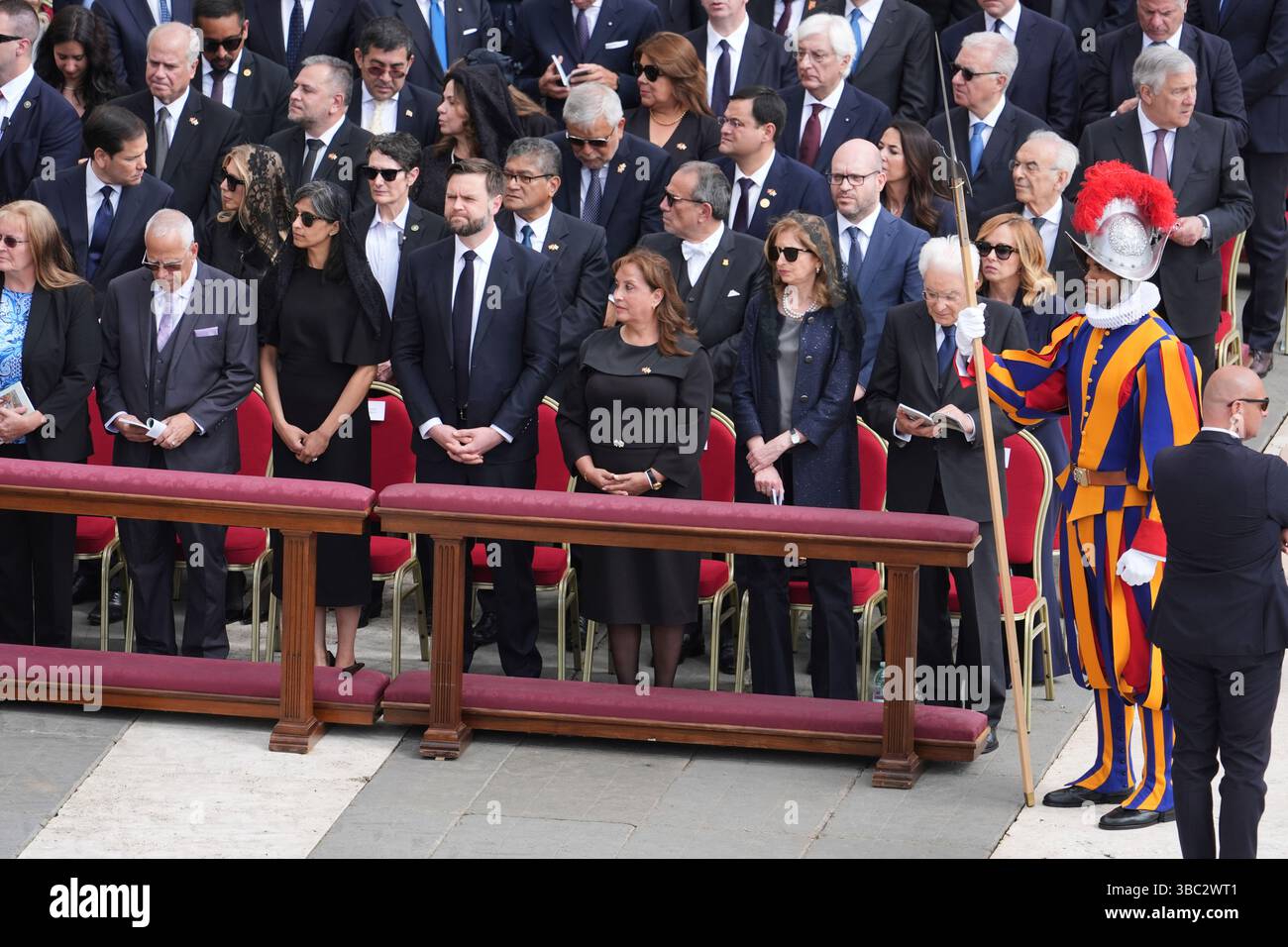 Vice President JD Vance, center, and his wife Usha, center left, attend ...
