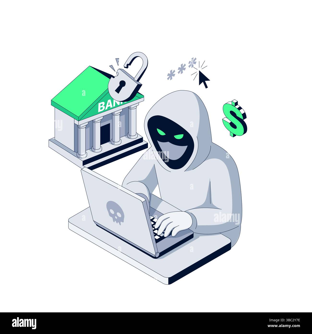 Hacker breaks bank data Cut Out Stock Images & Pictures - Alamy