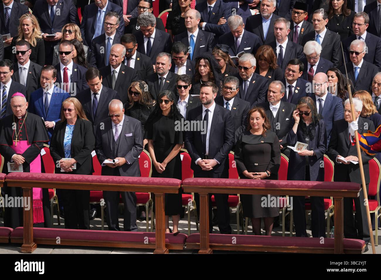 Vice President JD Vance, center right, and his wife Usha Vance, center ...