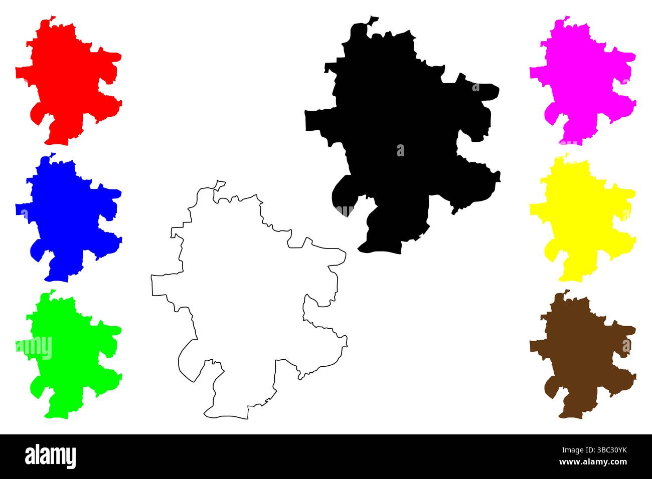 Thrissur city (Republic of India, State of Kerala) map vector ...