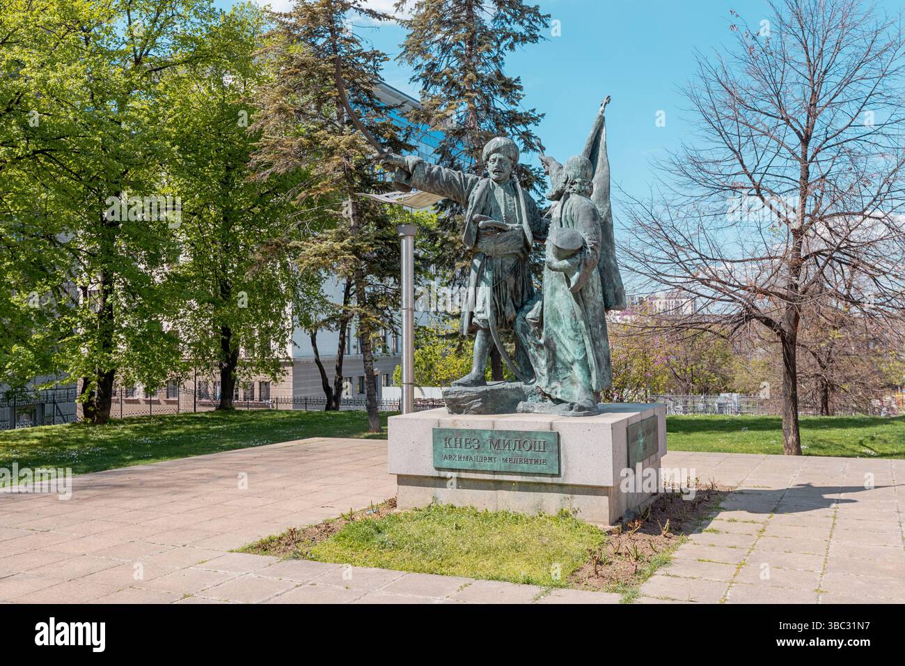 04 April 2024, Belgrade, Serbia: statue of Milos Obrenovic, leader of ...