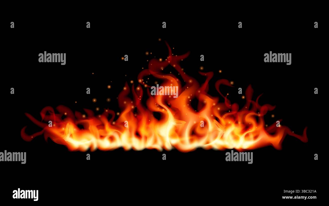 Fire flames sparks intense orange Stock Vector Images - Alamy