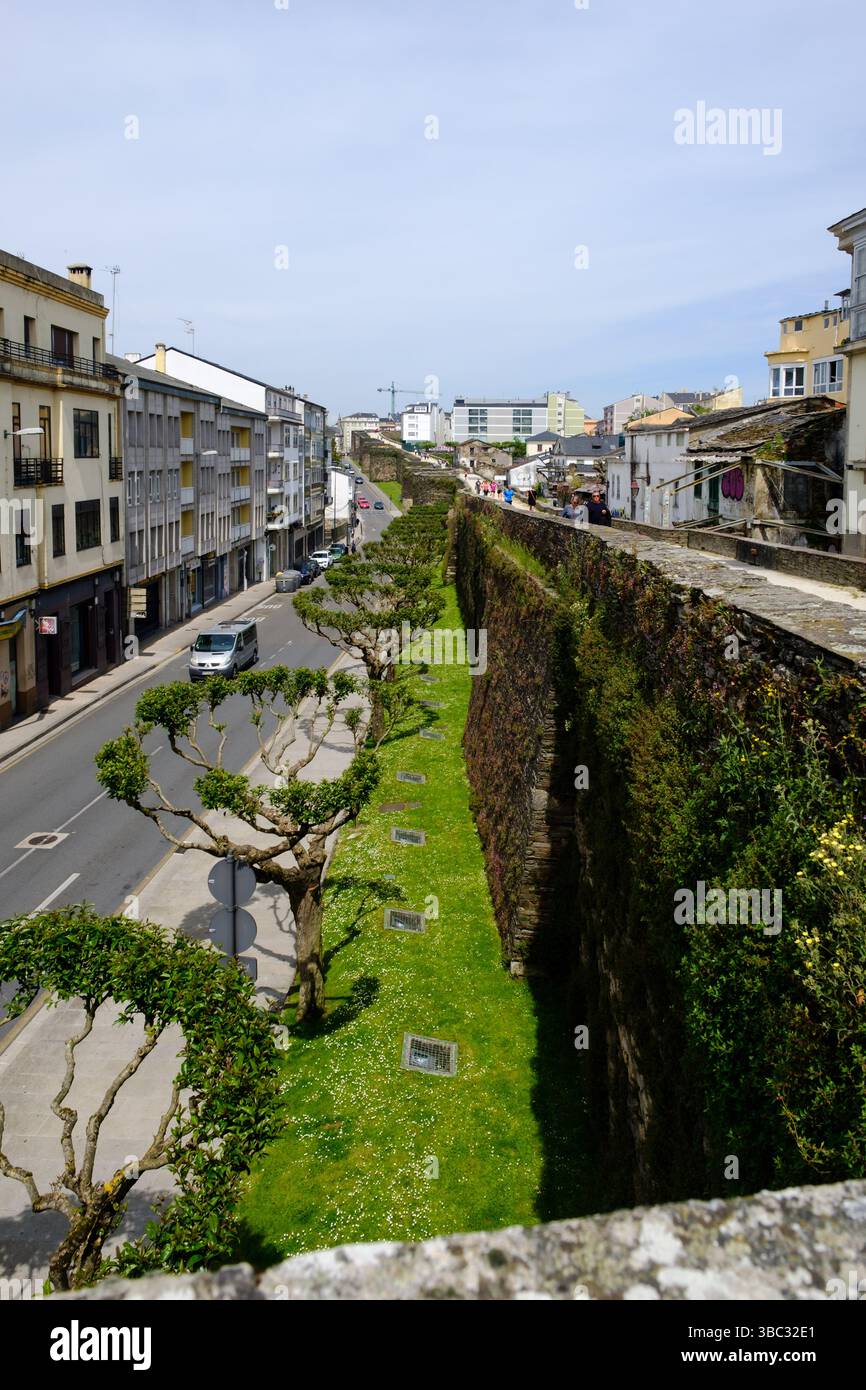 A walk around the Roman wall in Lugo, Galicia, Spain Stock Photo - Alamy