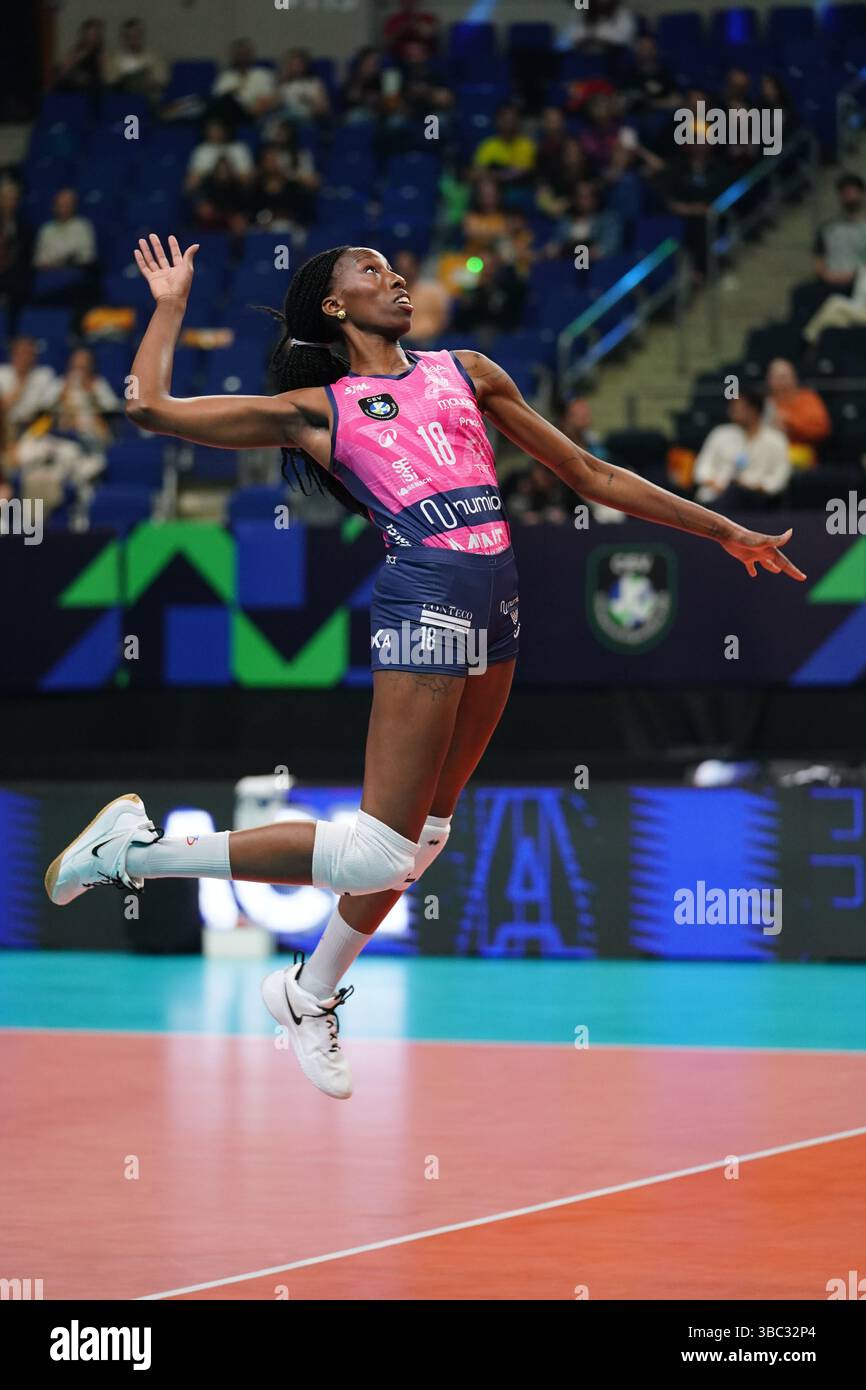 ISTANBUL, TURKIYE - MAY 04, 2025: Paola Egonu warming up before Vero Volley Milano vs Vakifbank ...