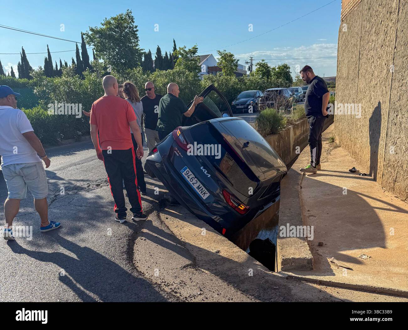 Car Accident Incident in Valencia Suburban Area Stock Photo - Alamy