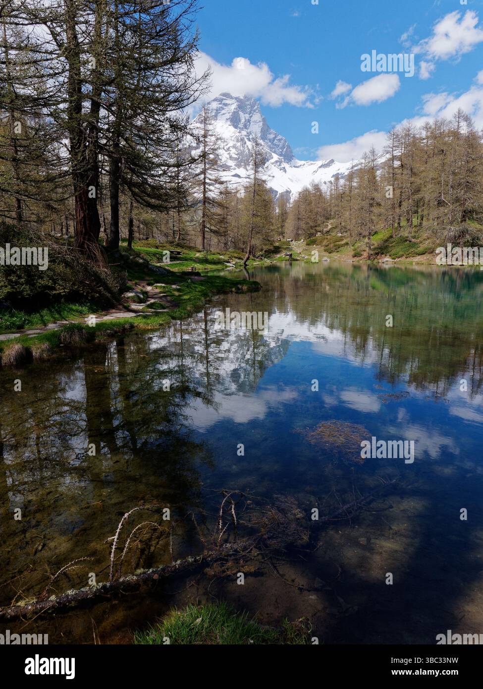Shore Of Lake Blue Lago Blu And The Snow Capped Cervino Aka