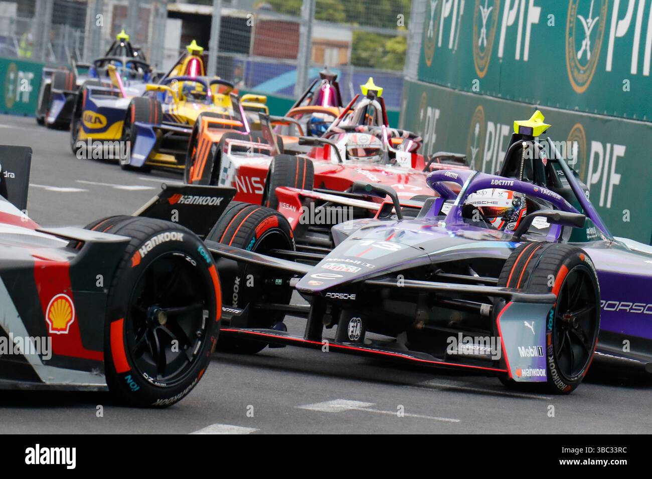 Tokyo, Japan. 18th May, 2025. Racers in action during the Formula E ...