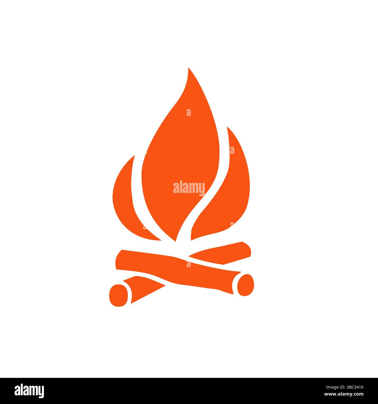 Orange Campfire Icon – Handmade Bonfire Flame Symbol Vector ...