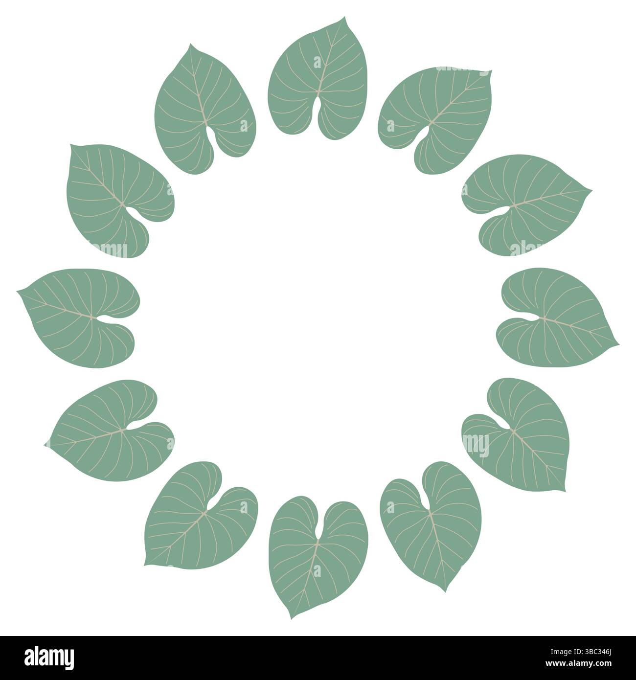 Circular plant-themed frame with vibrant green leaves. Abstract ...