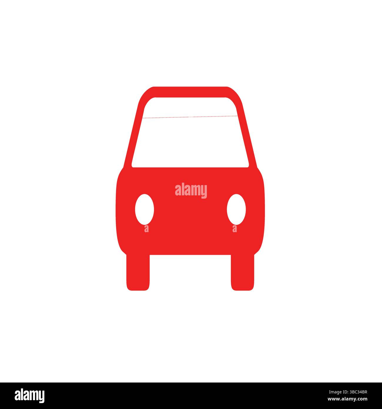 Front View Red Car Icon – Minimal Handmade Vehicle Symbol Vector ...