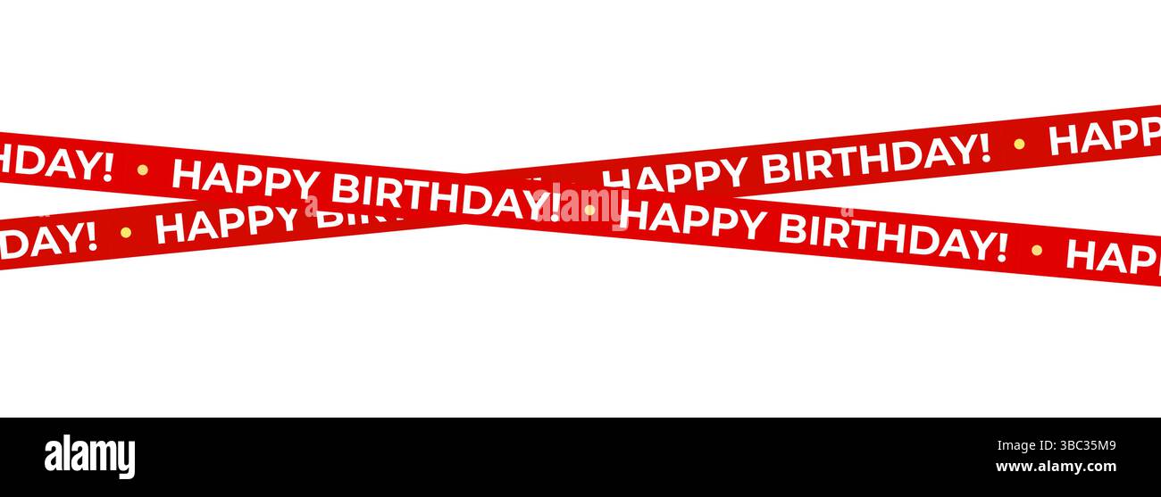 Birthday tape with red diagonal ribbons, bold Happy Birthday text ...