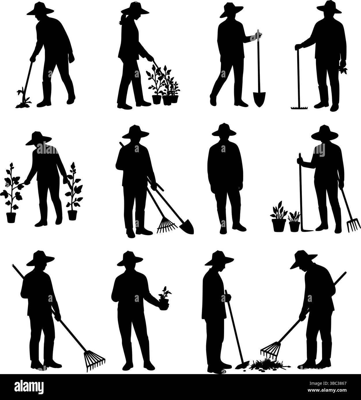 Woman gardener working in plants Cut Out Stock Images & Pictures - Alamy
