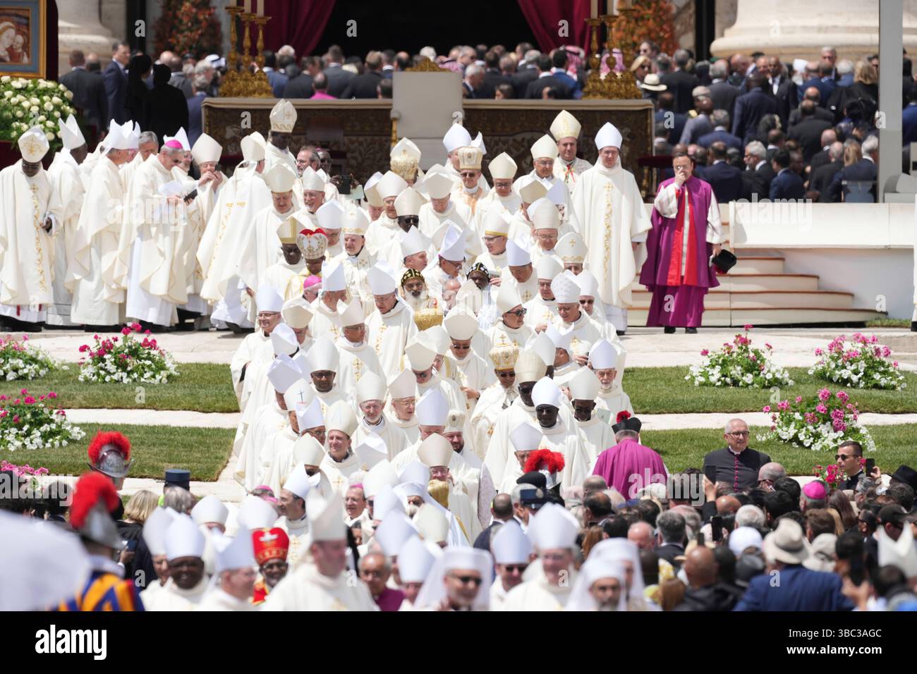 Cardinals and bishops leave after Pope Leo XIV celebrated a Mass for ...