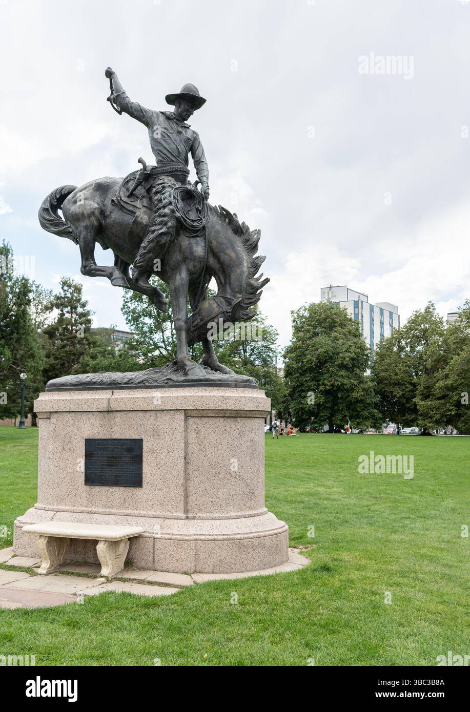 Bronco Buster statue in Civic Center Park, Denver, Colorado, USA Stock ...