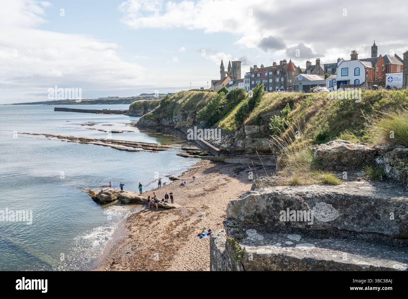 Castle Sands Beach, Cliffs and the sea front of St Andrews, Fife ...