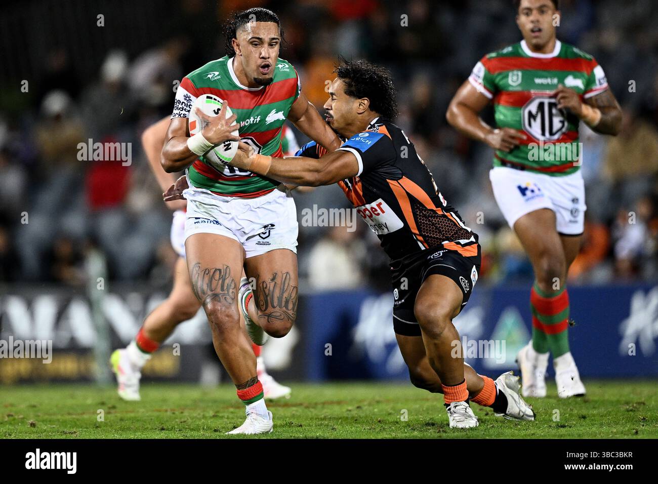 Sydney, Australia. 18th May, 2025. Keaon Koloamatangi of the Rabbitohs ...