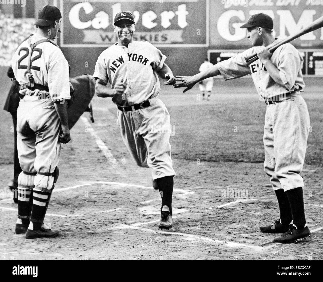 Lou Gehrig (The Iron Horse) is all smiles as he crossed home plate as ...