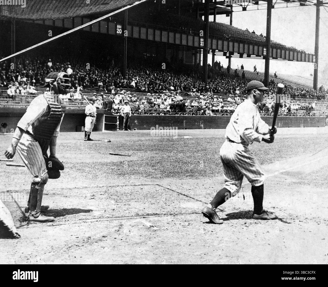 Lou Gehring with bat, early 1920s Stock Photo - Alamy