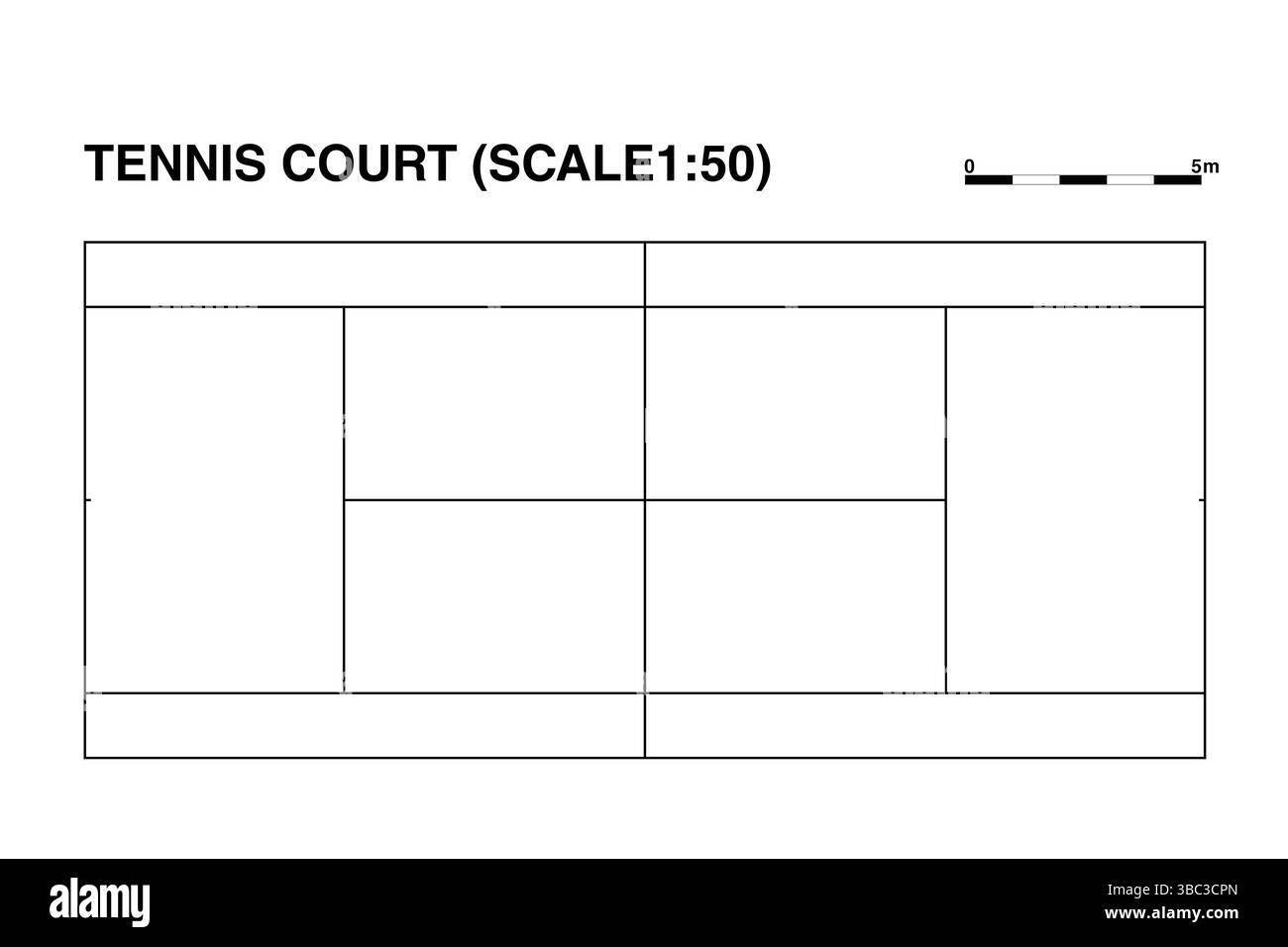 Top view diagram shows a standard tennis court with complete line ...