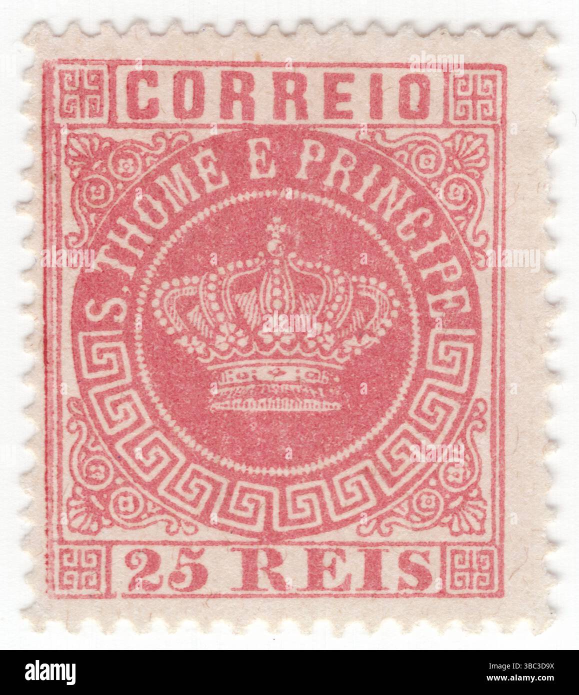 ST. THOMAS AND PRINCE ISLANDS - 1875: 25 reis rose postage stamp ...