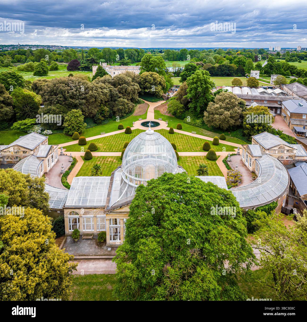 Drone image of the iconic conservatory at Syon House, London ...