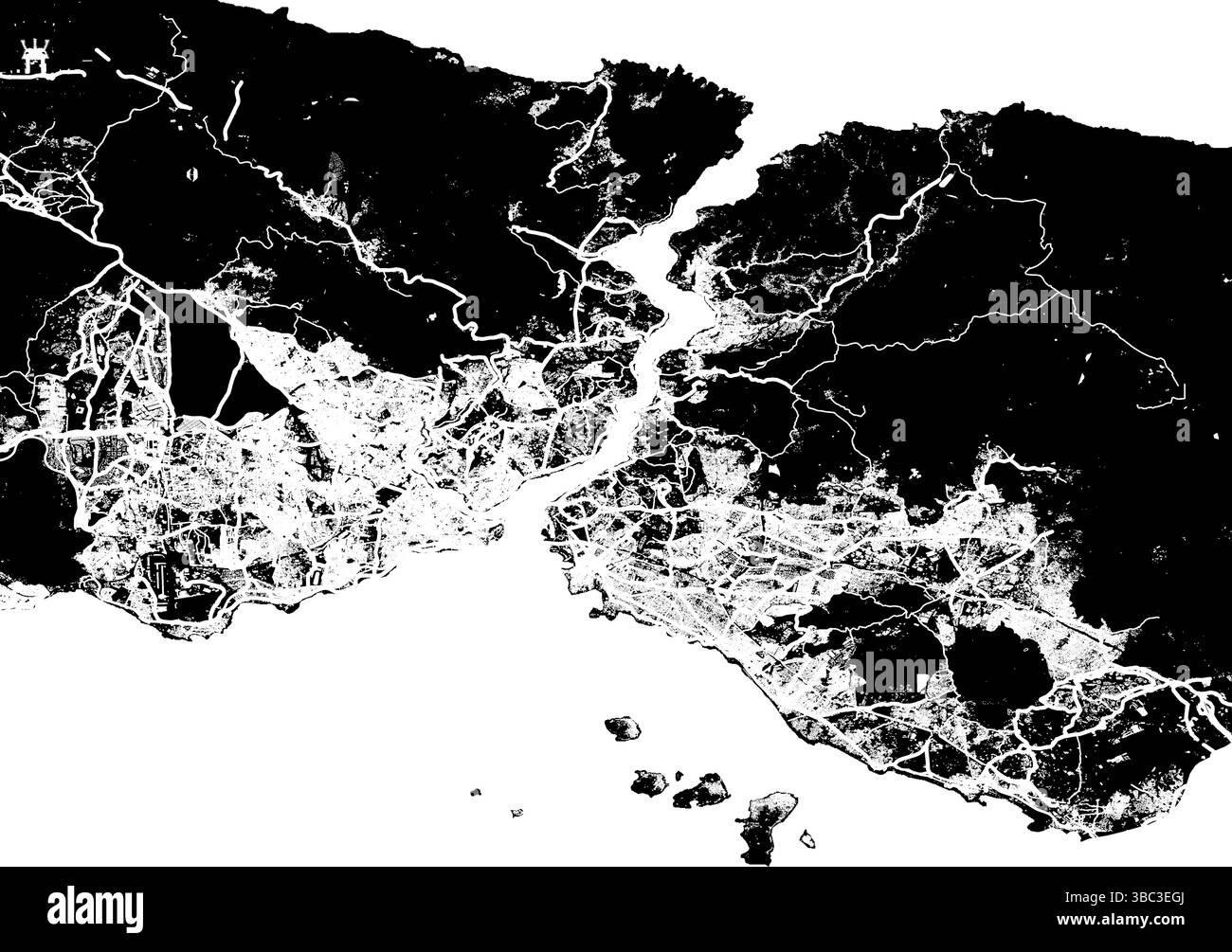 Vector city map of Istanbul, Turkey – black and white street and ...