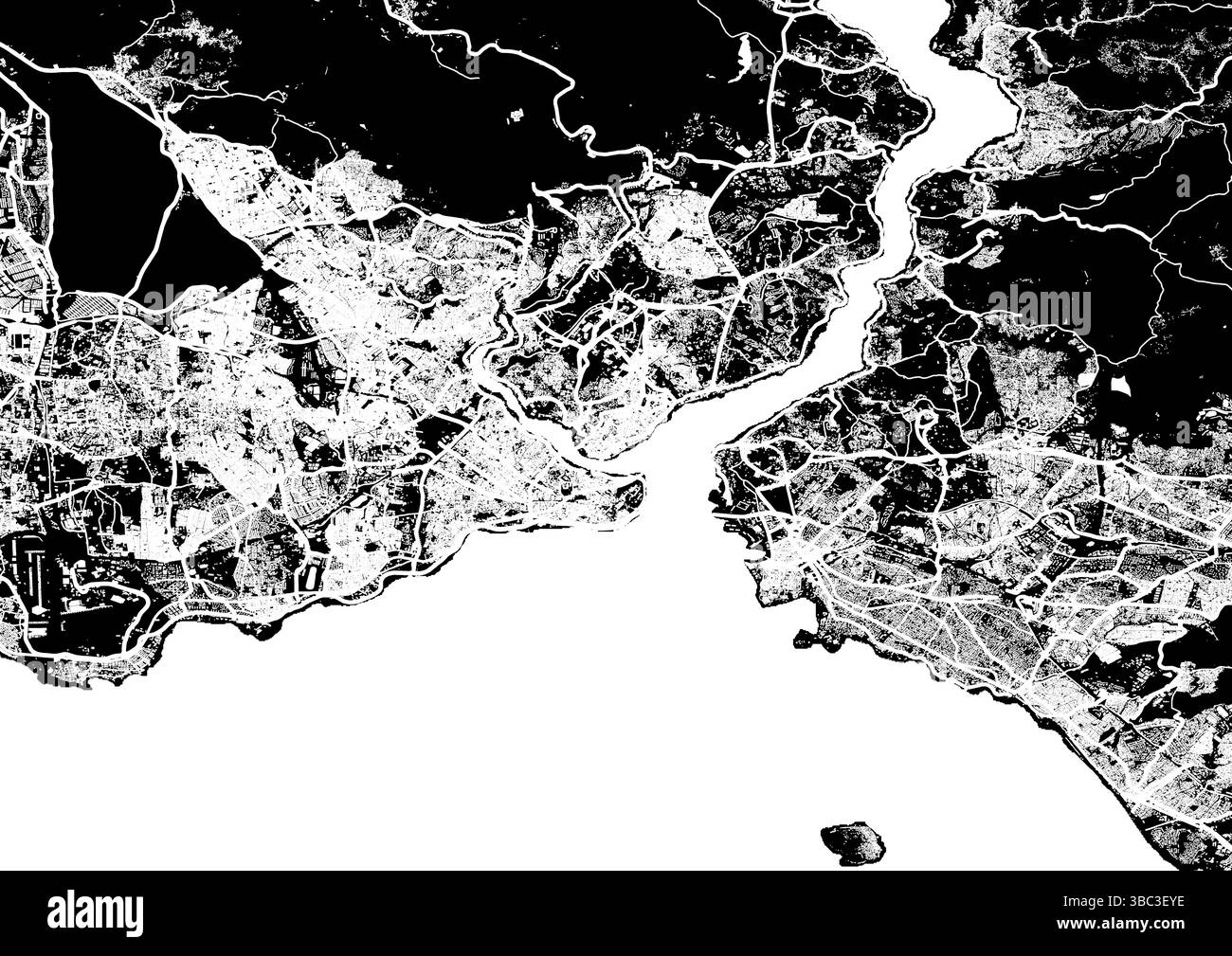 Vector city map of Istanbul, Turkey – black and white street and ...