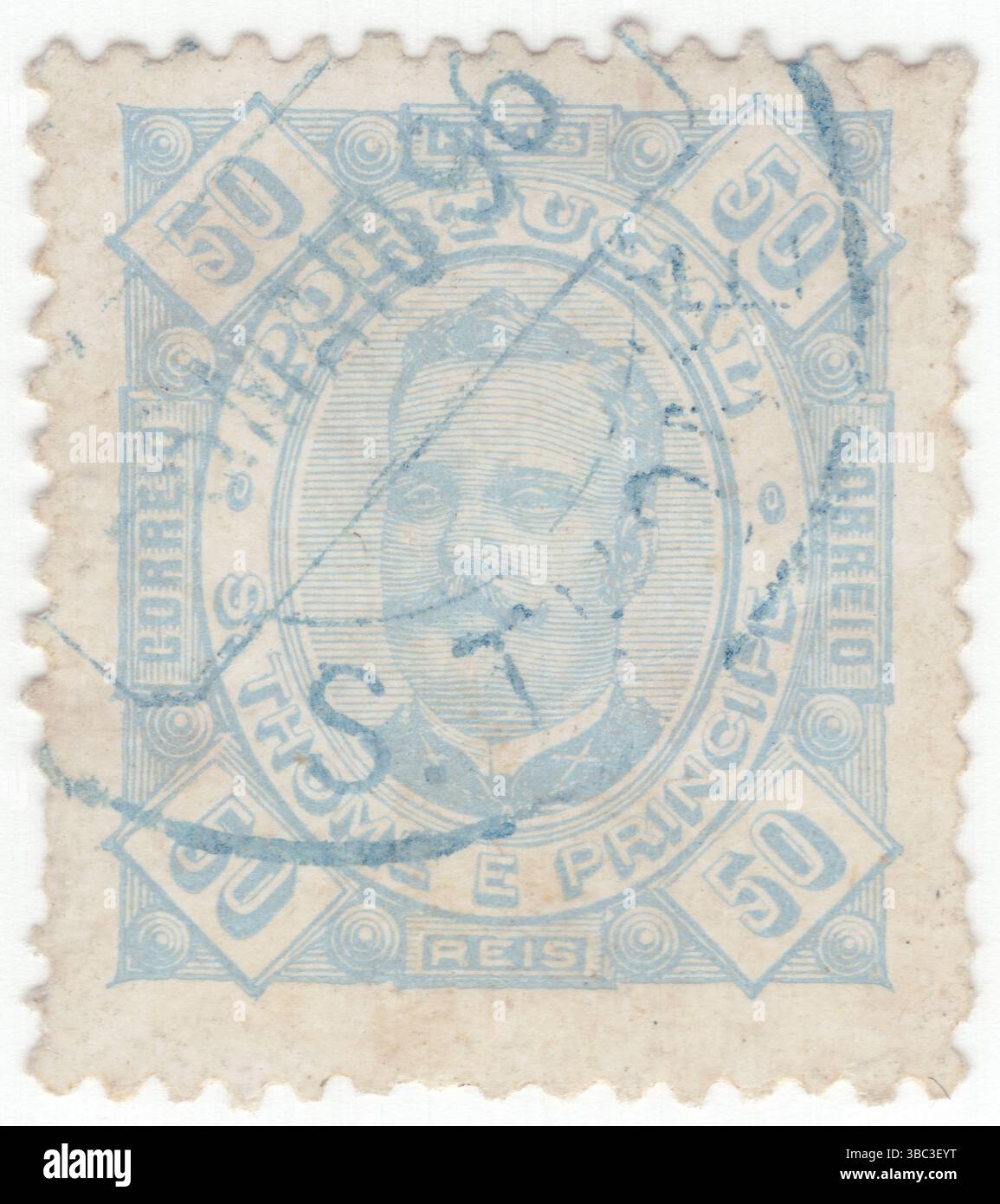 ST. THOMAS AND PRINCE ISLANDS - 1895 March 30: 50 reis light blue ...