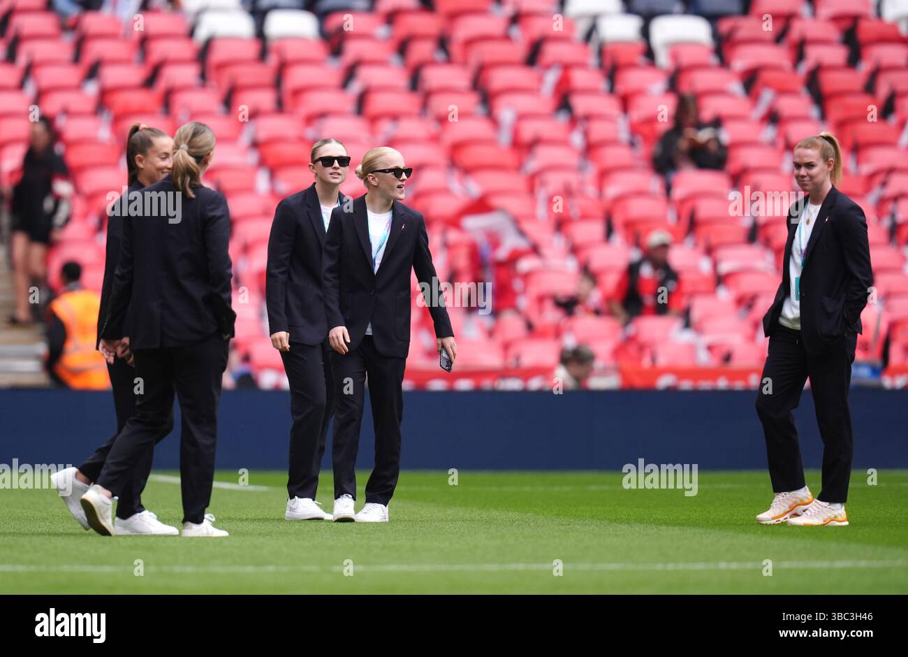 Manchester United players inspect the pitch before the Adobe Women's FA ...