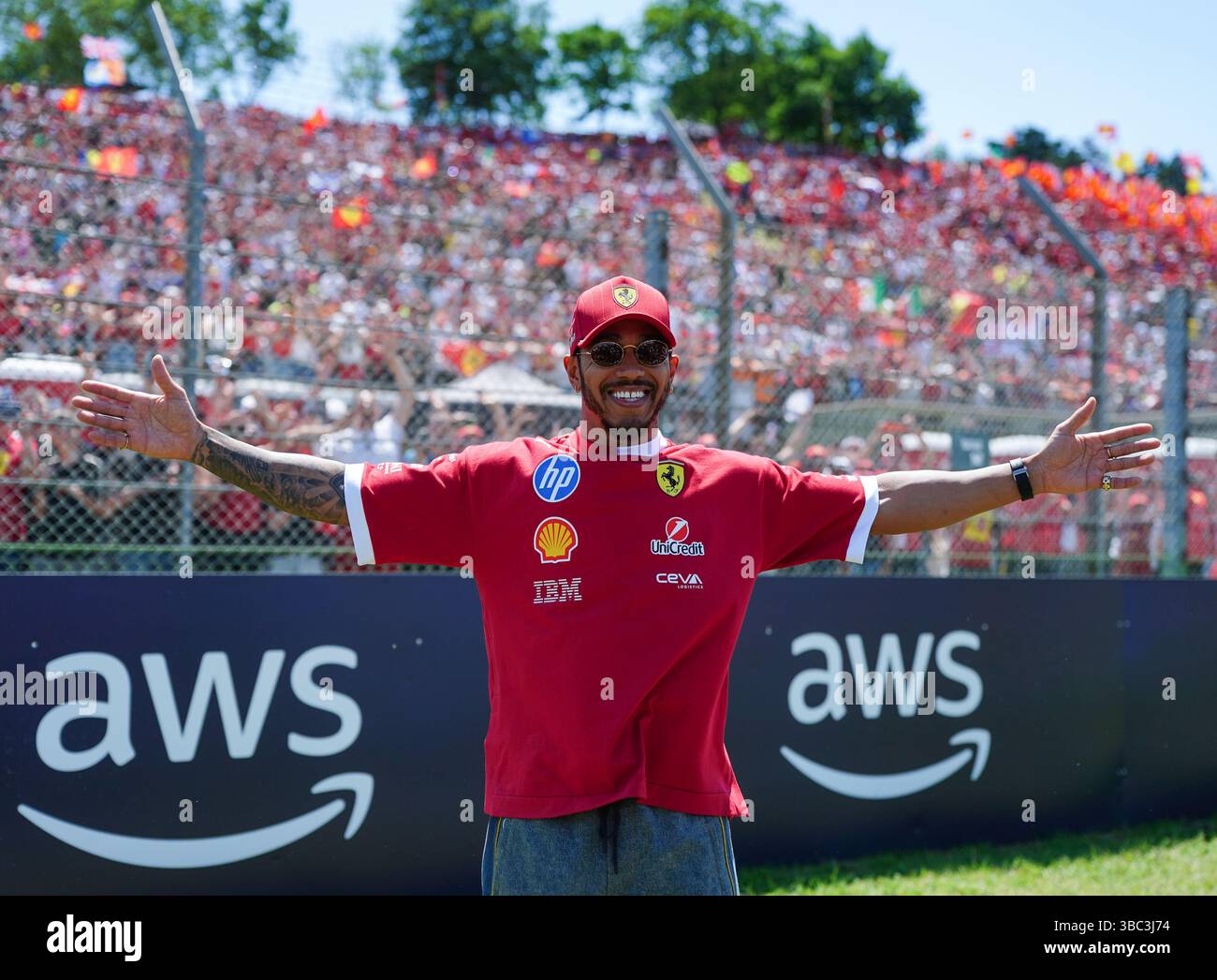 Ferrari's Lewis Hamilton before the Emilia Romagna Grand Prix at the ...