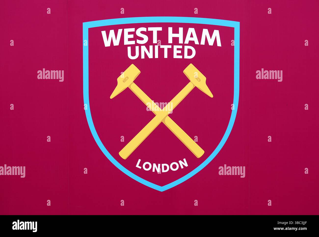West Ham United branding at the stadium before the Premier League match ...