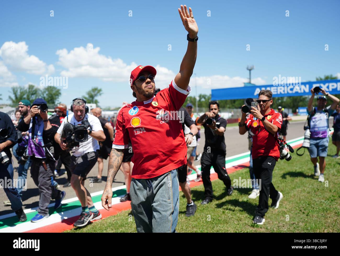 Ferrari's Lewis Hamilton before the Emilia Romagna Grand Prix at the ...